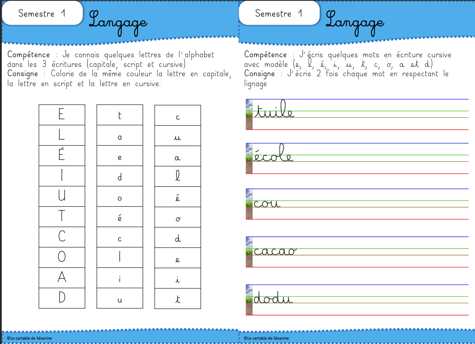 évaluations semestre 1 GS