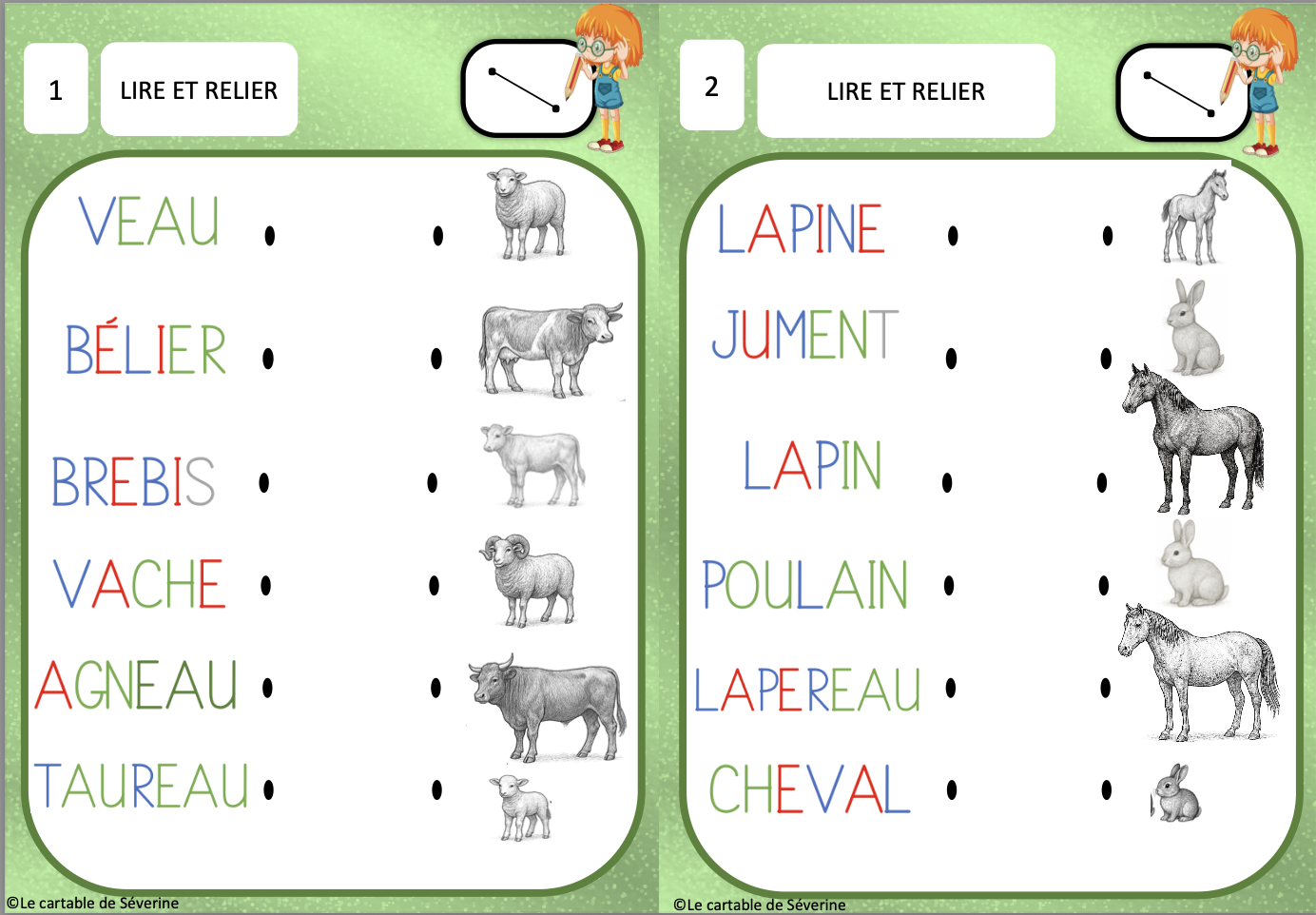 Les animaux de la ferme GS - Le cartable de Séverine